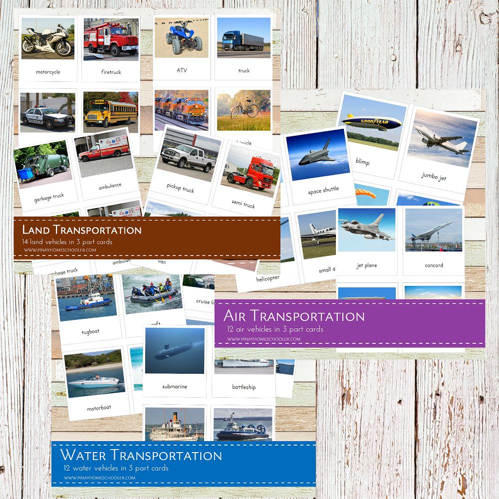 Montessori Land, Air and Water Transportation Bundle Pack – Pinay ...