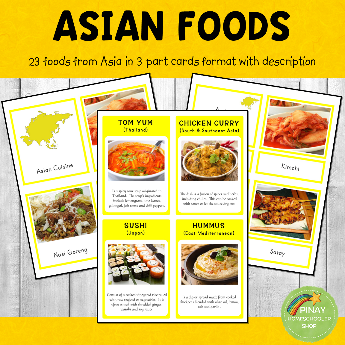 Asian Foods Montessori 3 Part Cards and Activity Sheets – Pinay ...