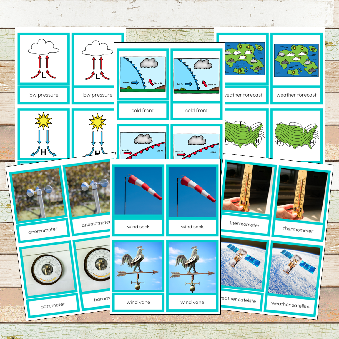 Weather Tools and Forecasting Montessori 3 Part Cards and Definitions ...