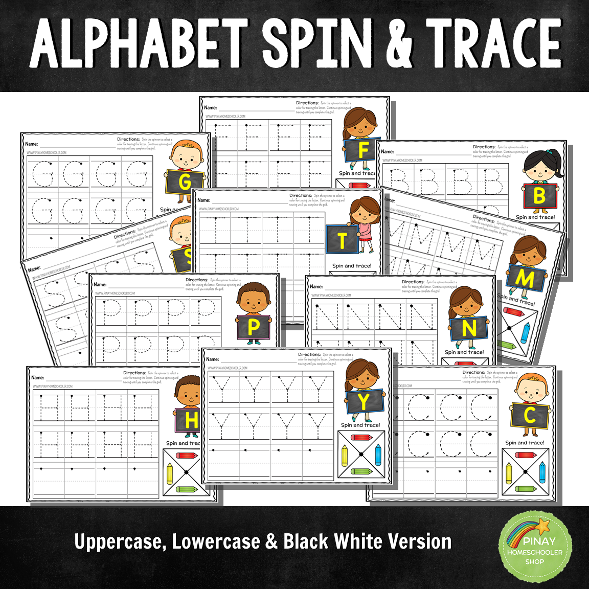 Alphabet Spin and Trace Worksheets – Pinay Homeschooler Shop