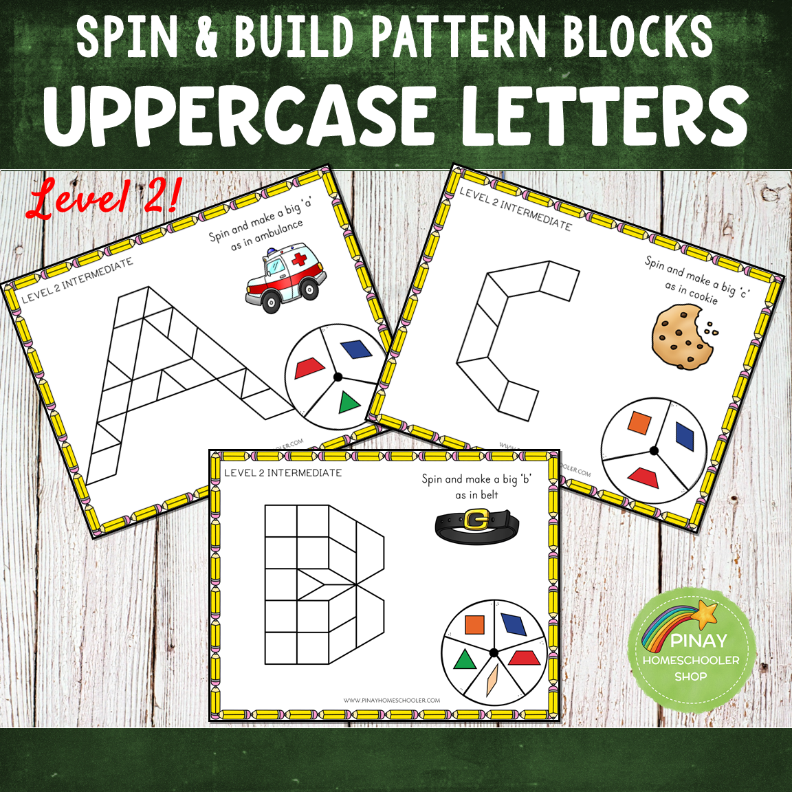 Uppercase Letters Pattern Blocks Spin and Build – Pinay Homeschooler Shop
