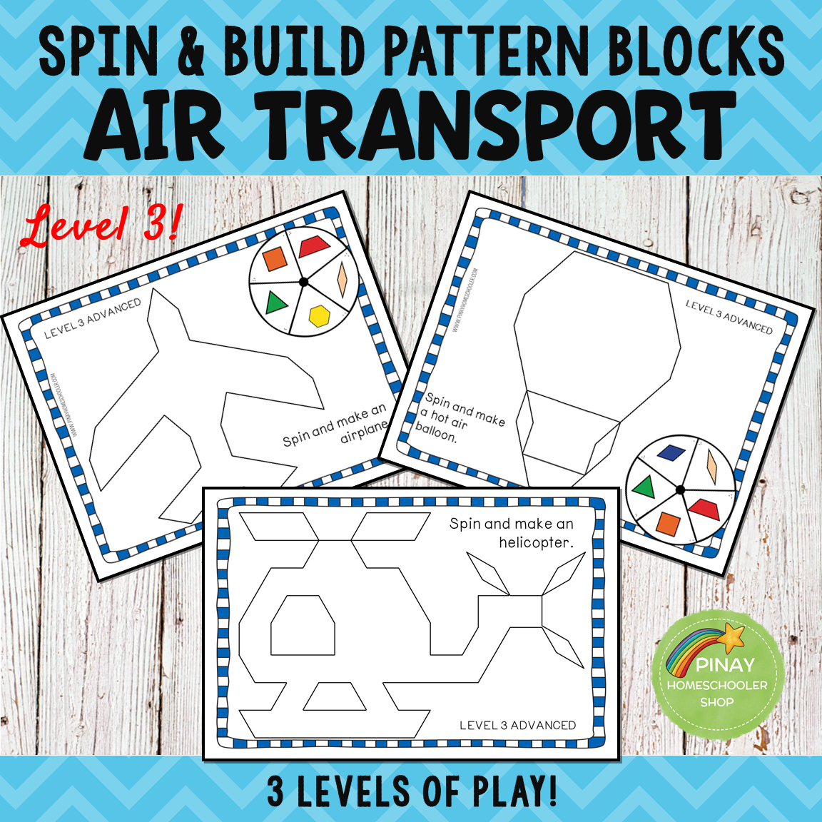 Air Transportation Pattern Blocks Spin and Build – Pinay Homeschooler Shop
