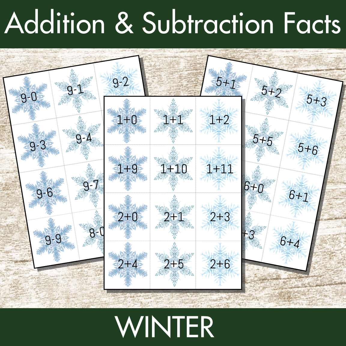 Winter Addition and Subtraction Facts Fluency 1-12 Center – Pinay ...
