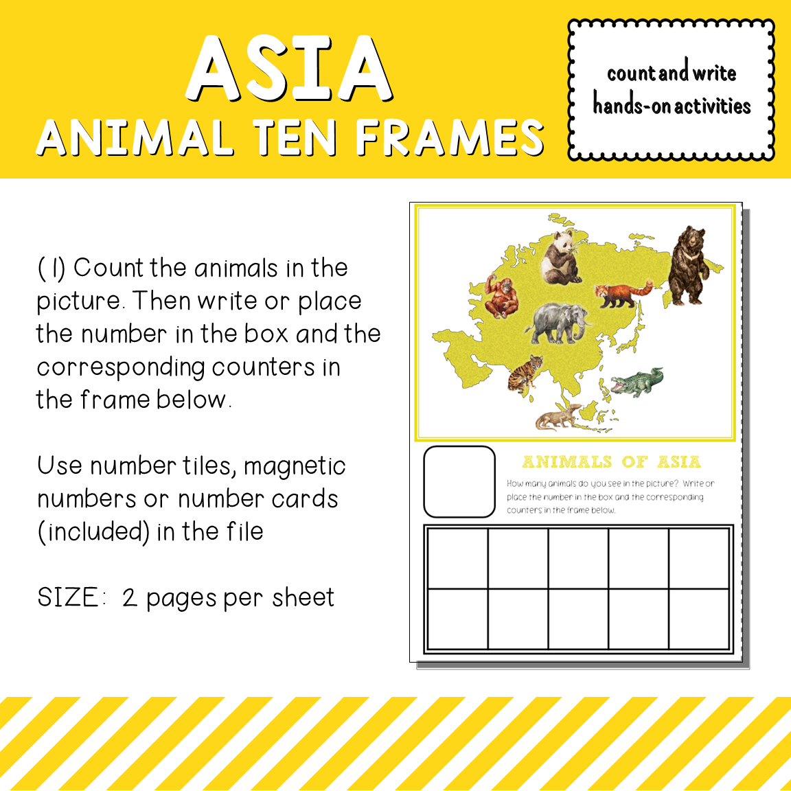 Asia Animals Ten Frames Count and Write Activities – Pinay Homeschooler ...