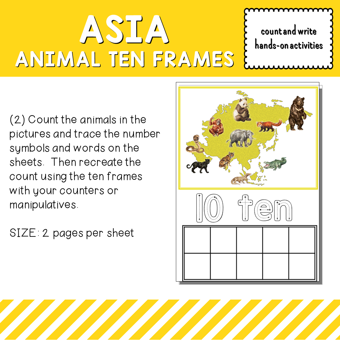 Asia Animals Ten Frames Count and Write Activities – Pinay Homeschooler ...
