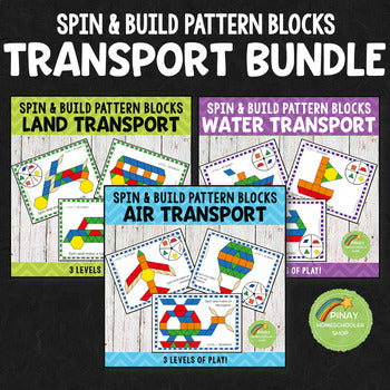 Transportation Pattern Blocks Spin and Build BUNDLE – Pinay ...