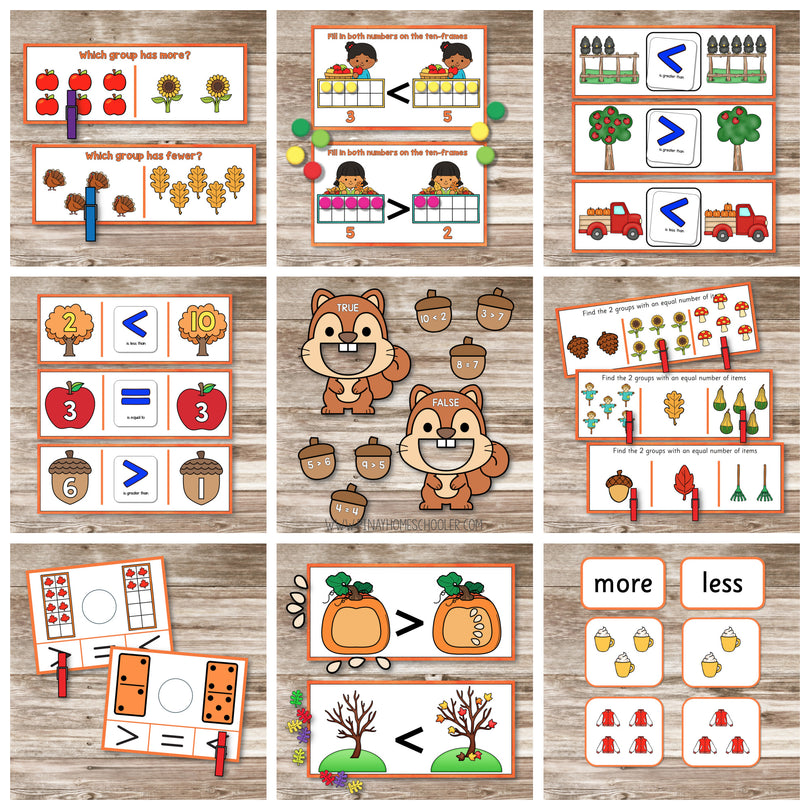 Comparing Numbers - Greater than or Less than Autumn Theme – Pinay ...