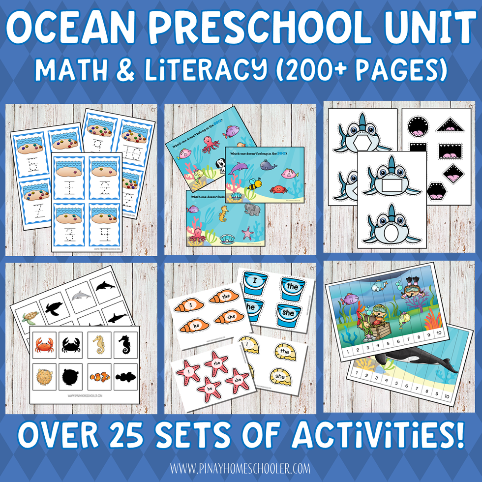 Ocean Preschool Math and Literacy Pack – Pinay Homeschooler Shop