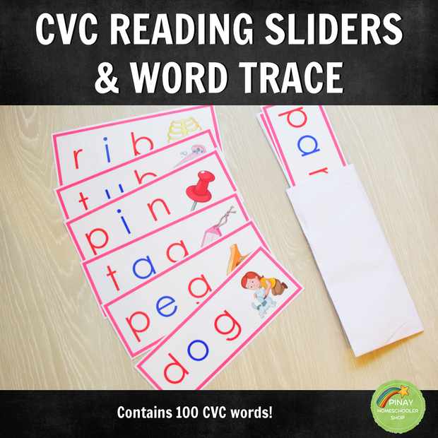 100 CVC Word Sliders and Tracing Cards – Pinay Homeschooler Shop