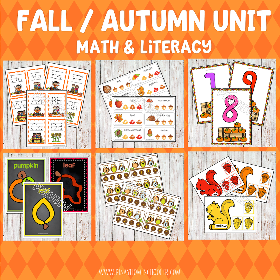 Fall Autumn Preschool Math and Literacy Pack – Pinay Homeschooler Shop
