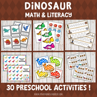 Dinosaur Preschool/ Kindergarten Unit - Math and Literacy Centers ...