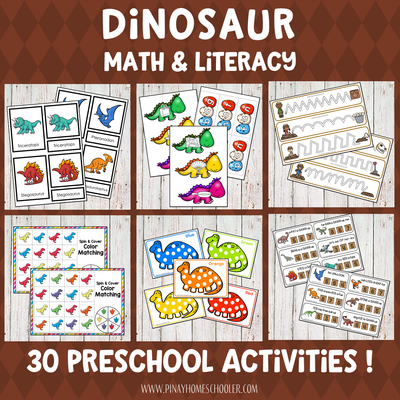 Dinosaur Preschool/ Kindergarten Unit - Math and Literacy Centers ...
