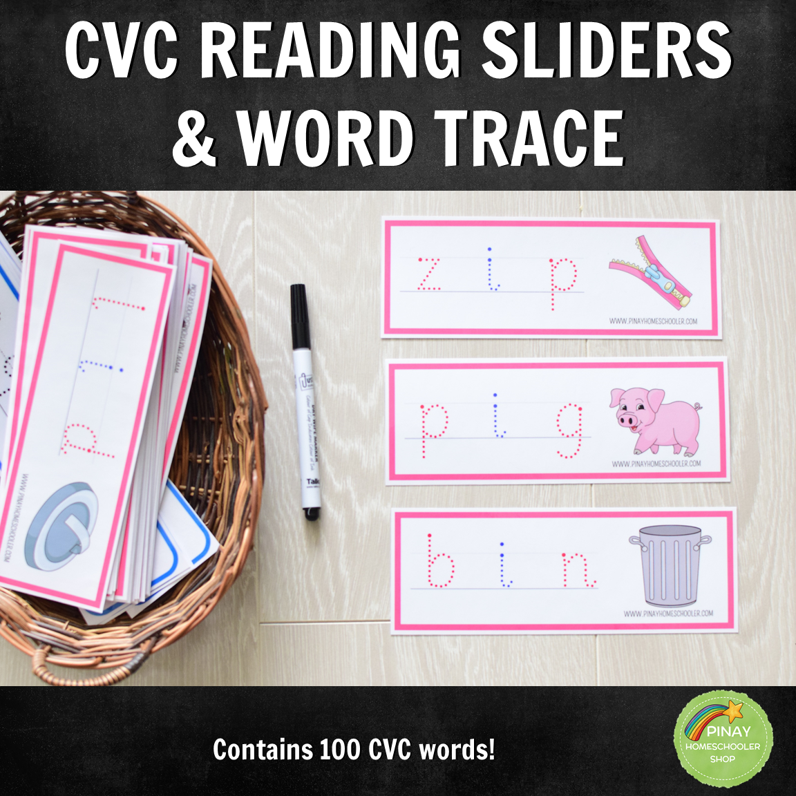 100 CVC Word Sliders and Tracing Cards – Pinay Homeschooler Shop