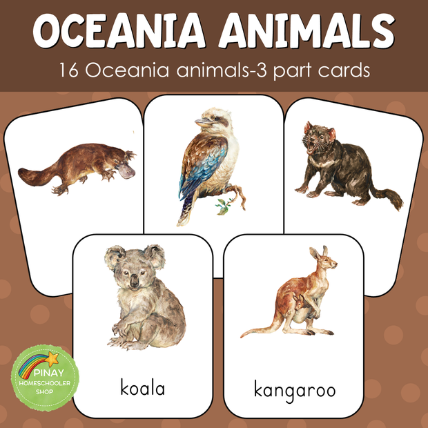Oceania / Australia Animals Montessori 3 Part Cards – Pinay ...