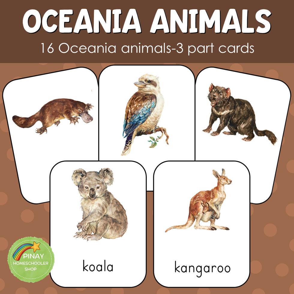 Oceania / Australia Animals Montessori 3 Part Cards – Pinay ...